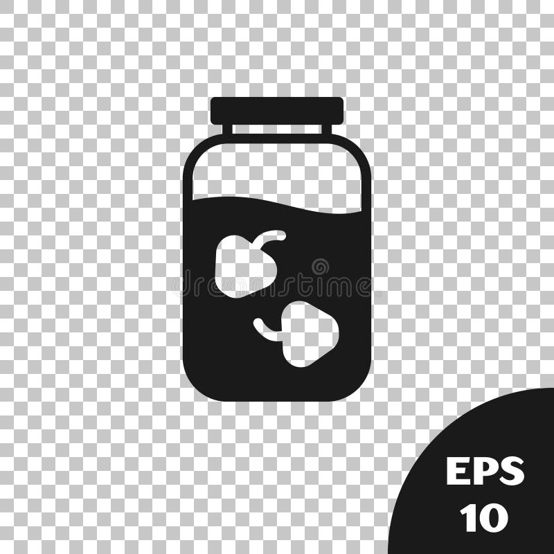 Black Strawberry Jam Jar Icon Isolated on Transparent Background ...