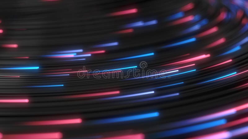 Black Strings with Glowing Red and Blue Heads in Dark. 3d Illustration ...