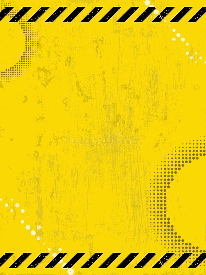 Black Stripped Rectangle on Yellow Background. Blank Warning Sign and ...