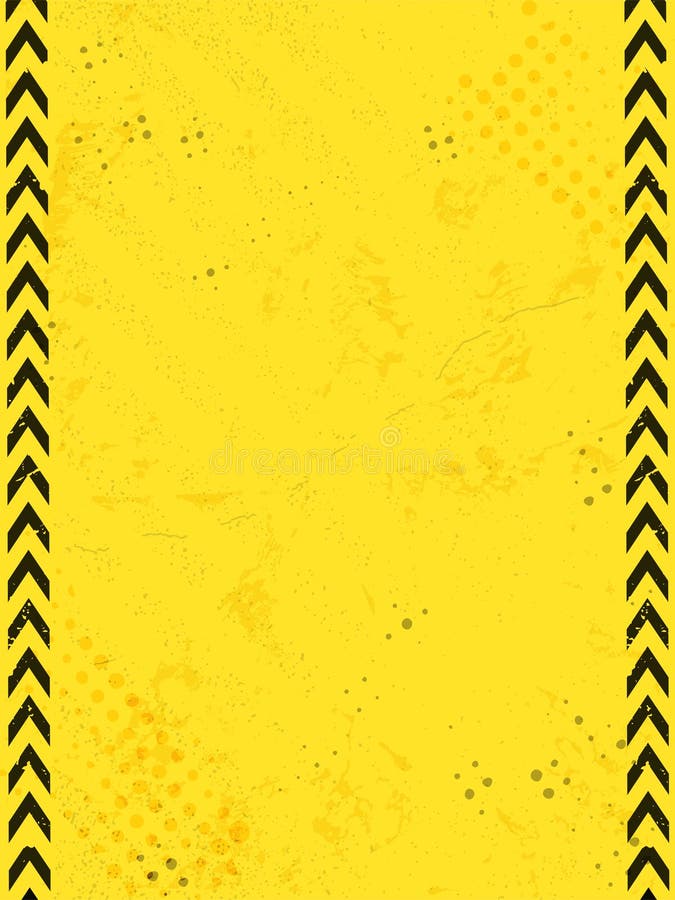 Black Stripped Rectangle on Yellow Background. Blank Warning Sign and ...