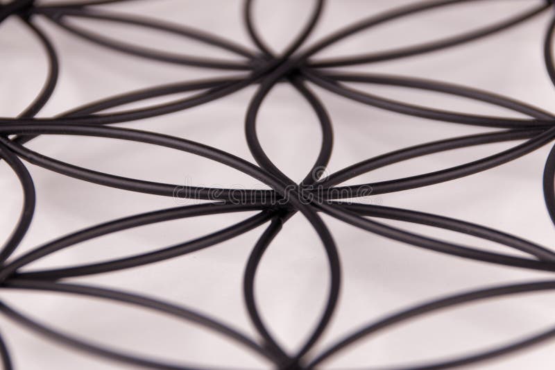 Black Structure on White Background with Flower of Life Symbol, Sacred ...