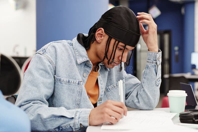 Black Student in Class stock image. Image of desk, education - 246994631