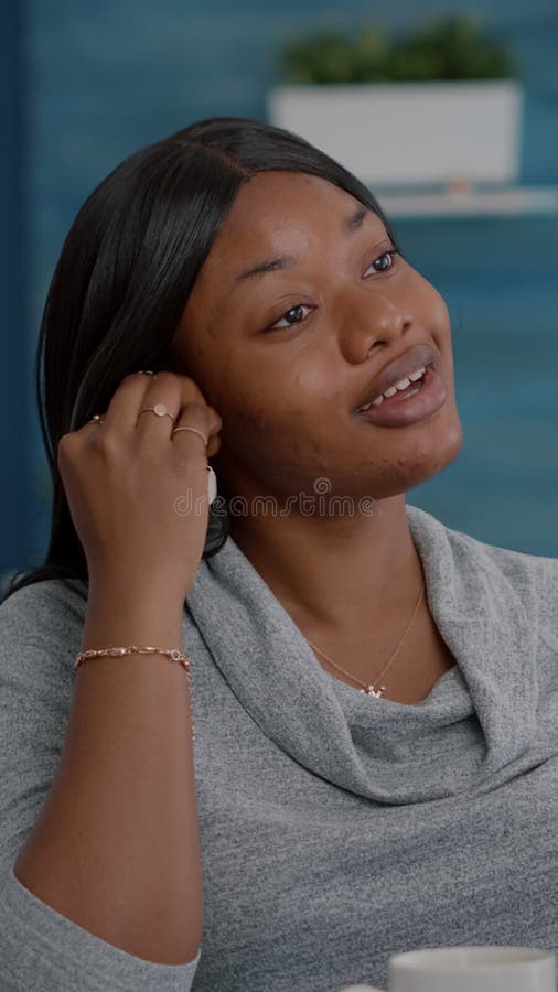 Black Student Discussing with Math Professor during Online Videocall ...