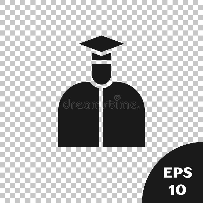 Black Student Icon Isolated on Transparent Background. Vector ...