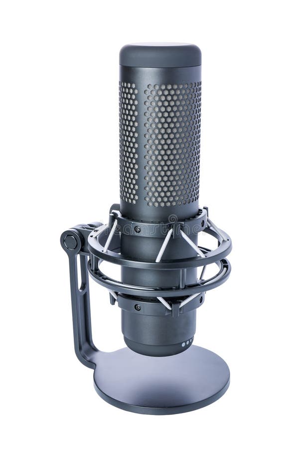 Black studio microphone stock photo. Image of streaming - 375002782