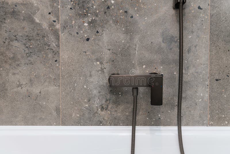 Black Stylish Clean Tap for Water in the Bathroom Stock Photo - Image ...