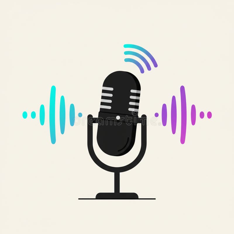 A Black, Stylized Microphone with a Classic Design Sits Centered on a ...