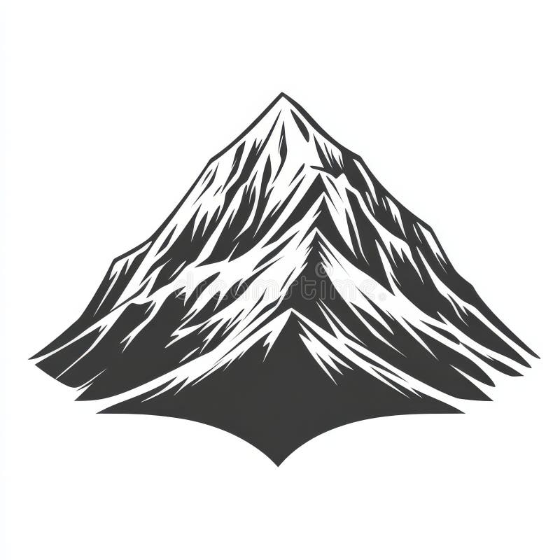 In Black, a Stylized Silhouette of Jagged Mountain Peaks is Illustrated ...