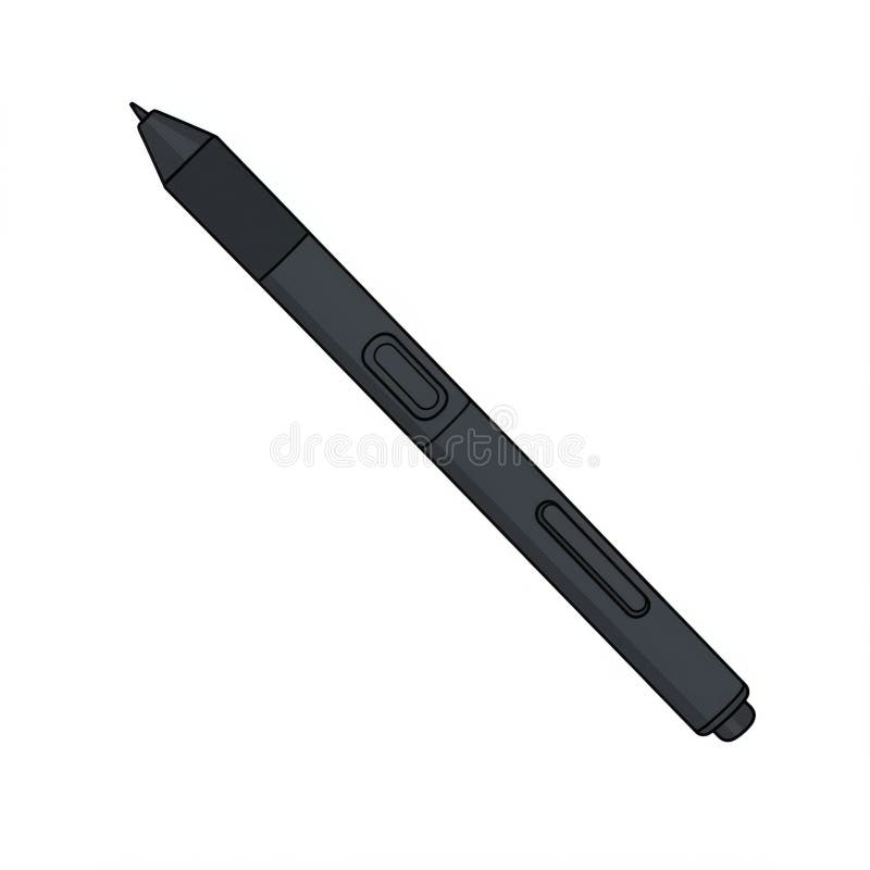 Black Stylus Pen for Digital Drawing on White Background Stock ...