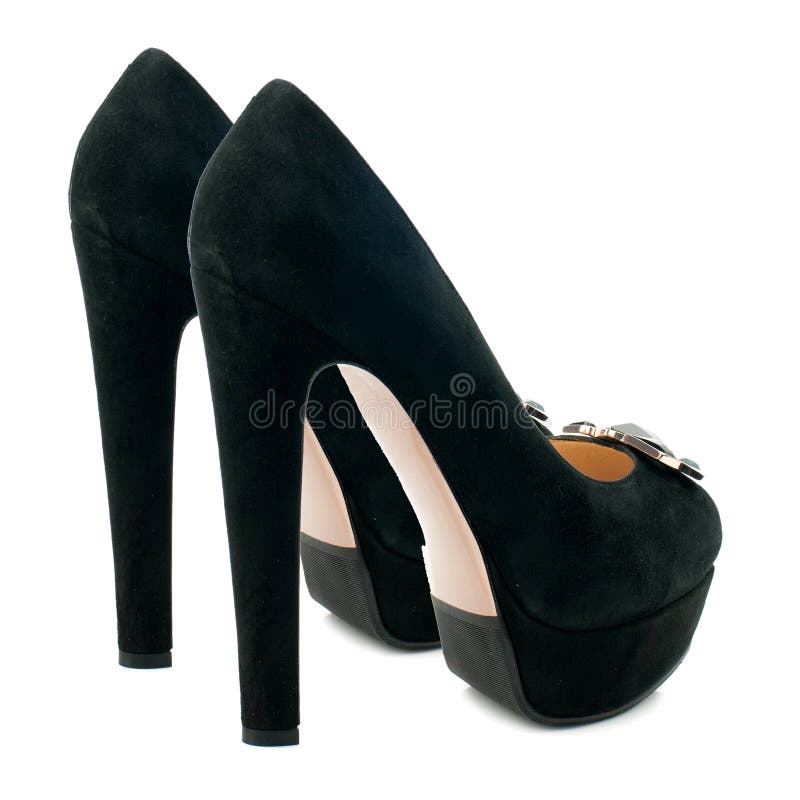 Black High Heel Shoes Isolated on White Background. Stock Image - Image ...