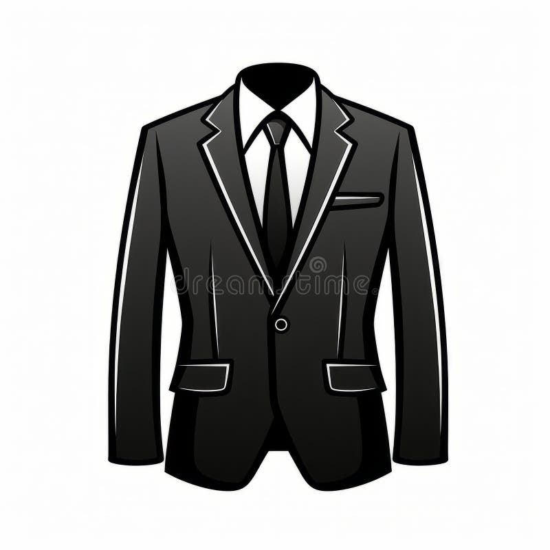 Minimalistic Suit Icon Vector Illustration in High Contrast Black and ...