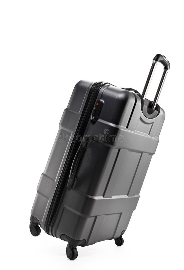 Black Suitcase Plastic on Two Wheels Stock Photo - Image of recreation ...