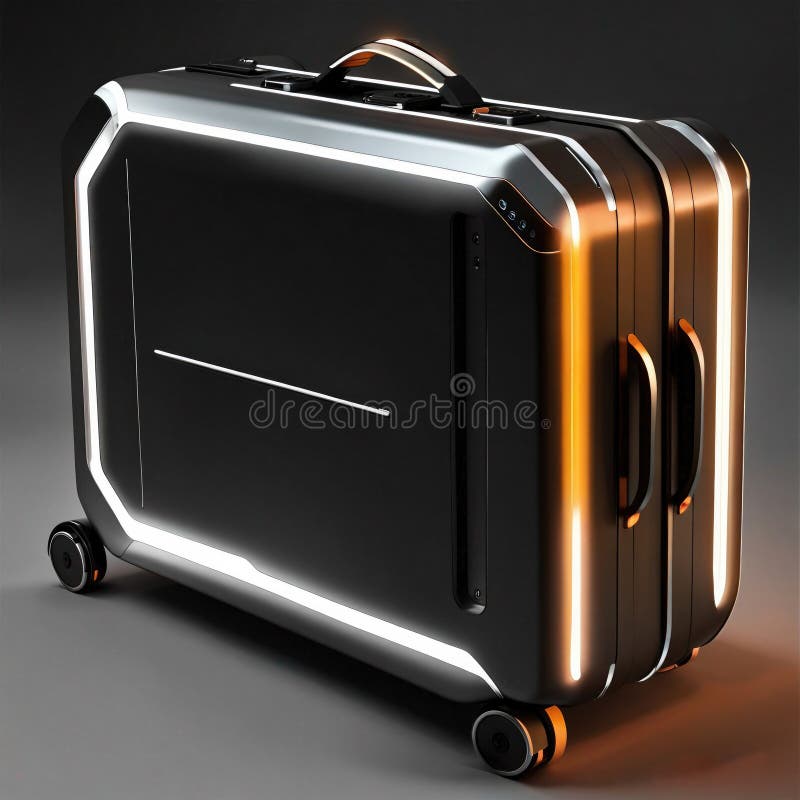 Black Suitcase with White Lighting Detail. Generative Ai Stock ...