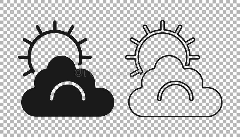 Black Sun and Cloud Weather Icon Isolated on Transparent Background ...