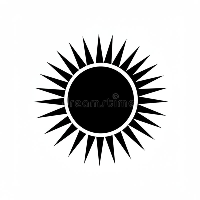 A Black Sun Icon Features a Central Circle Surrounded by Sharp, Pointed ...