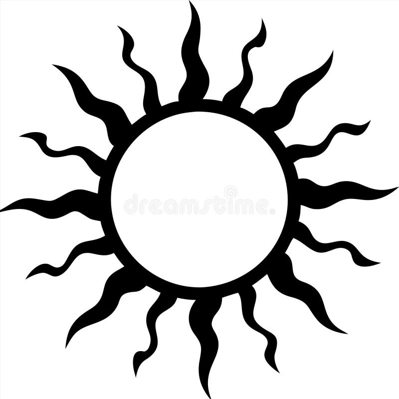 Black Sun Silhouette with Wavy Rays Vector for Design and Decoration ...