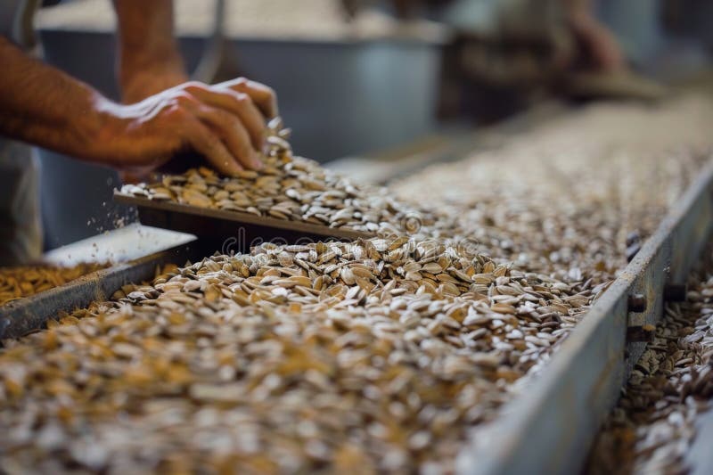 Black Sunflower Seeds Production Process Stock Illustration ...
