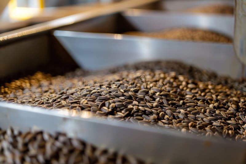 Black Sunflower Seeds Production Process Stock Image - Image of omega3 ...