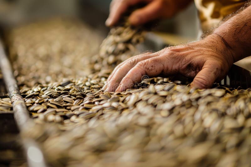 Black Sunflower Seeds Production Process Stock Illustration ...