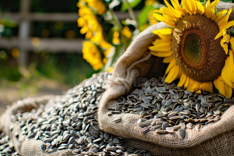 Black Sunflower Seeds Production Process Stock Image - Image of vegan ...