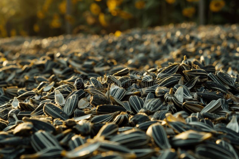 Black Sunflower Seeds Production Process Stock Image - Image of ...