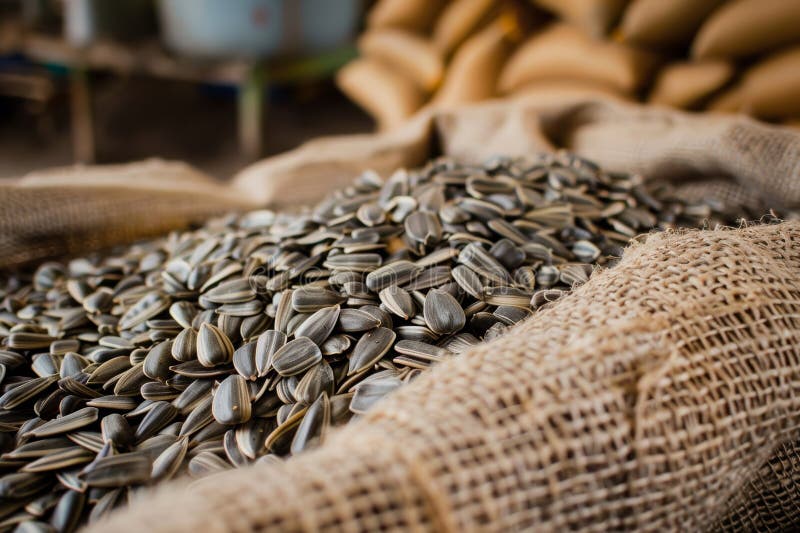 Black Sunflower Seeds Production Process Stock Photo - Image of omega3 ...
