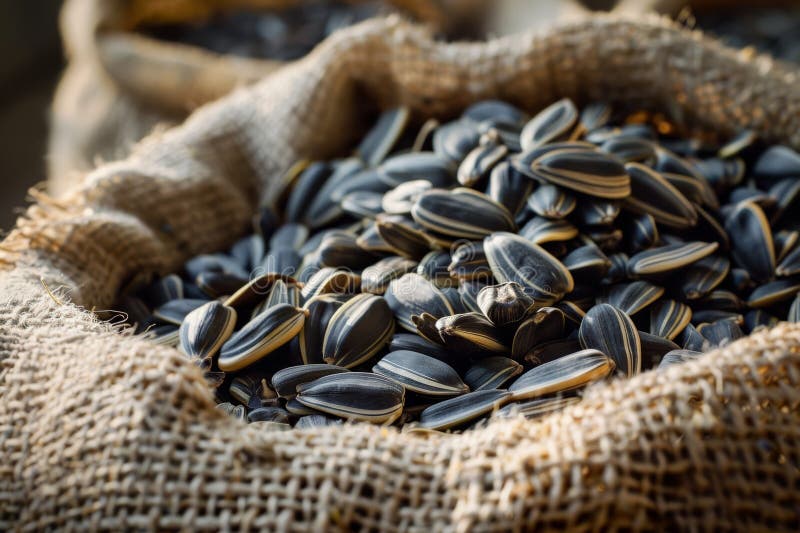 Black Sunflower Seeds Production Process Stock Image - Image of crunchy ...