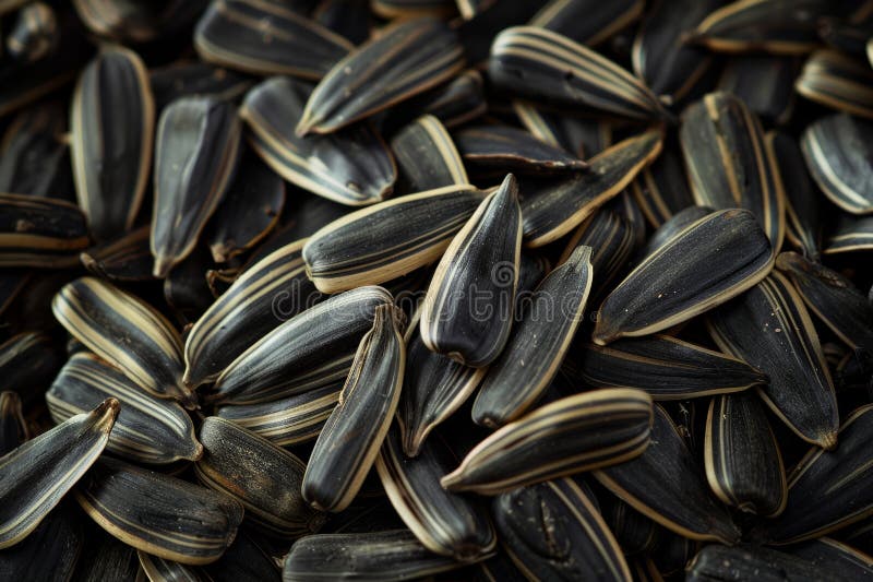 Black Sunflower Seeds Production Process Stock Photo - Image of protein ...