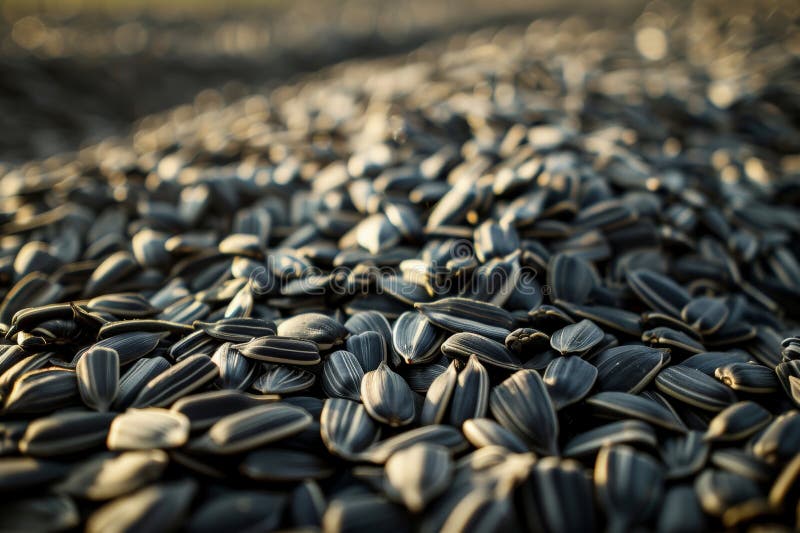 Black Sunflower Seeds Production Process Stock Image - Image of salty ...