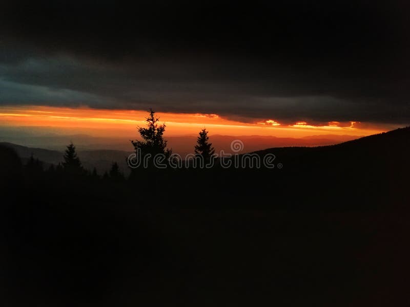 Black Sunset at the Mountain Stock Image - Image of sunset, sunlight ...