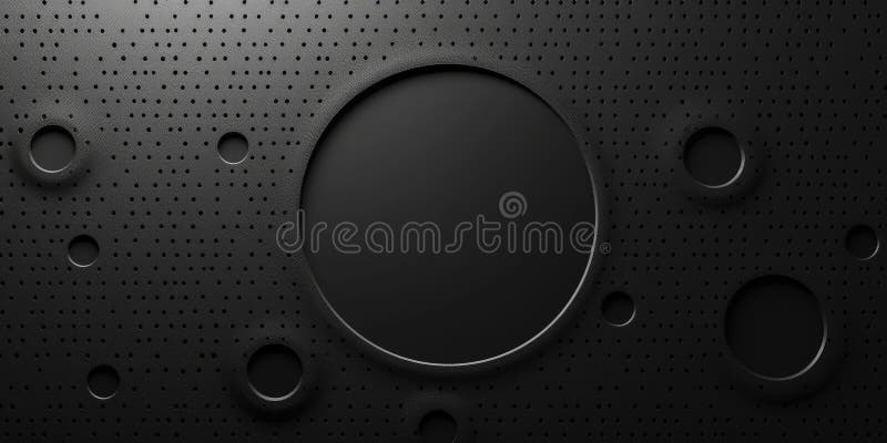Black Surface with Circular Holes. Abstract Background of Geometry ...