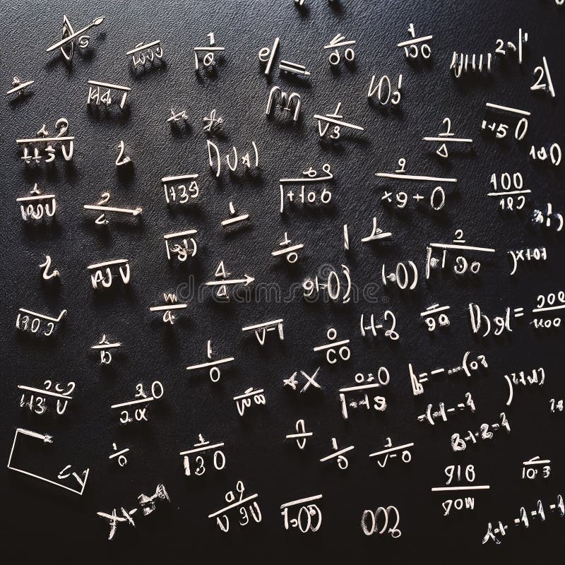A Black Surface Covered with Various Mathematical Symbols and Equations ...