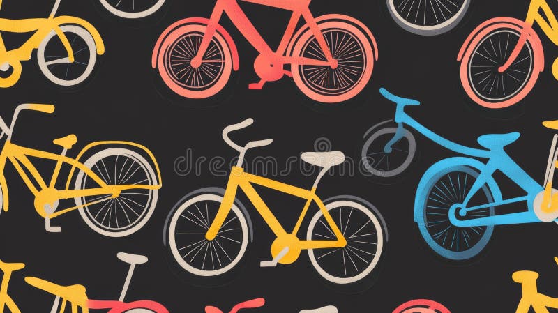 A Black Surface Decorated with Multiple Bright Bikes on Both the Front ...