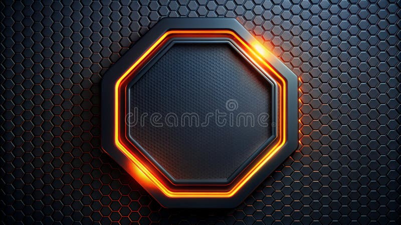 Black Surface with Embossed Shape and Orange Illuminated Edge Tech ...