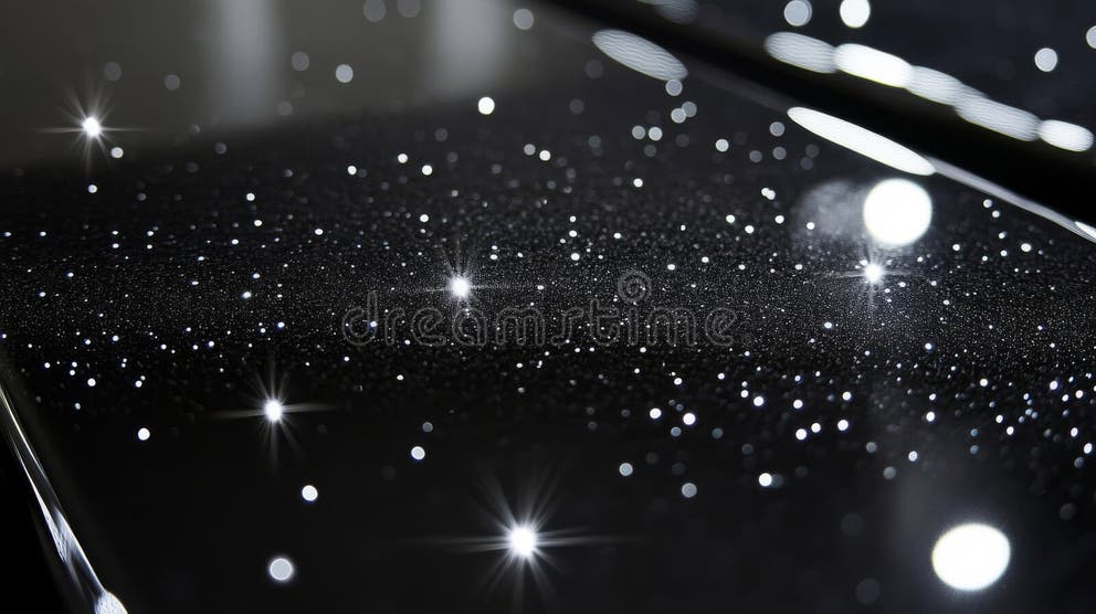Black Surface with Glittering White Specks and Bright Spots Stock ...