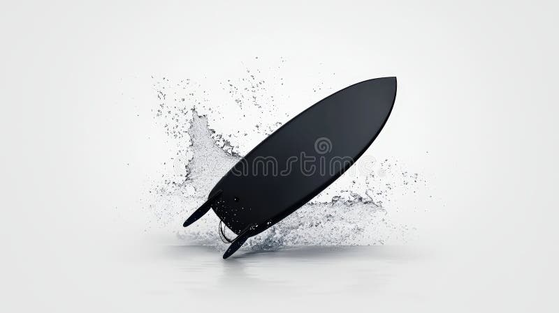 Black Surfboard Splashing Water Dynamic Motion Isolated on White ...