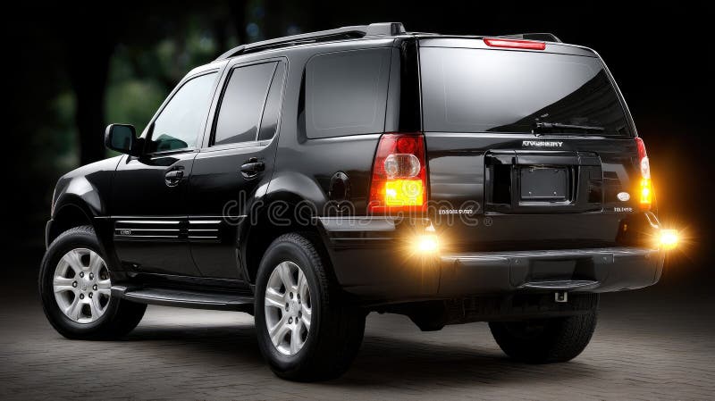 Black SUV Featuring Striking Orange Lights Viewed from the Rear ...