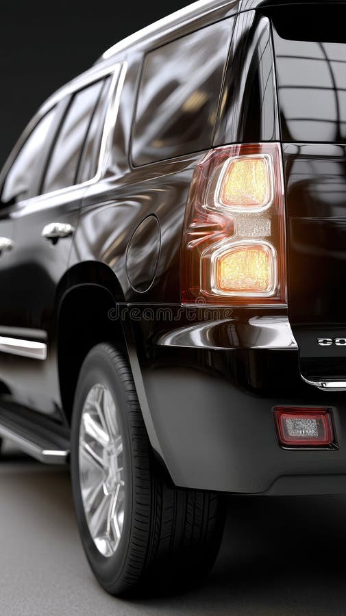 Black SUV Featuring Striking Orange Lights Viewed from the Rear ...