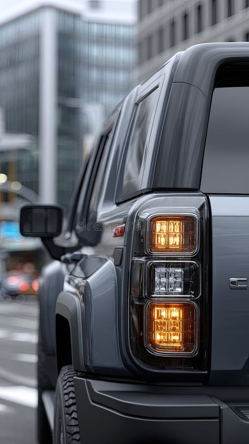 Black SUV Featuring Striking Orange Lights Viewed from the Rear ...