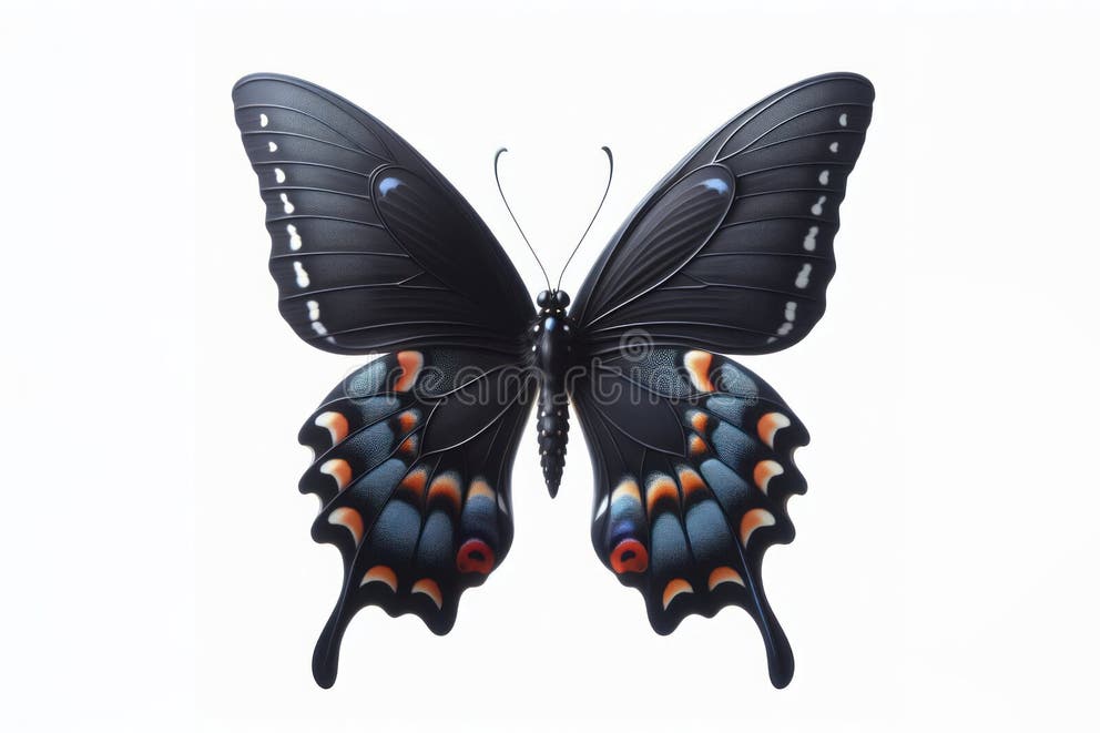 Black Swallowtail Butterfly Isolated on Solid White Background. Ai ...