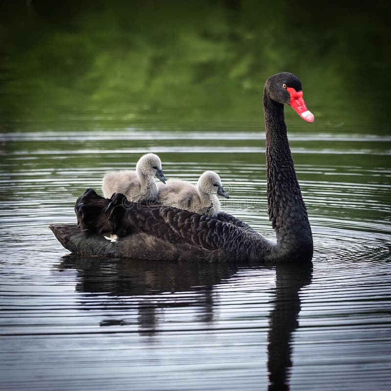 Black swan, AI generated stock illustration. Illustration of animal ...