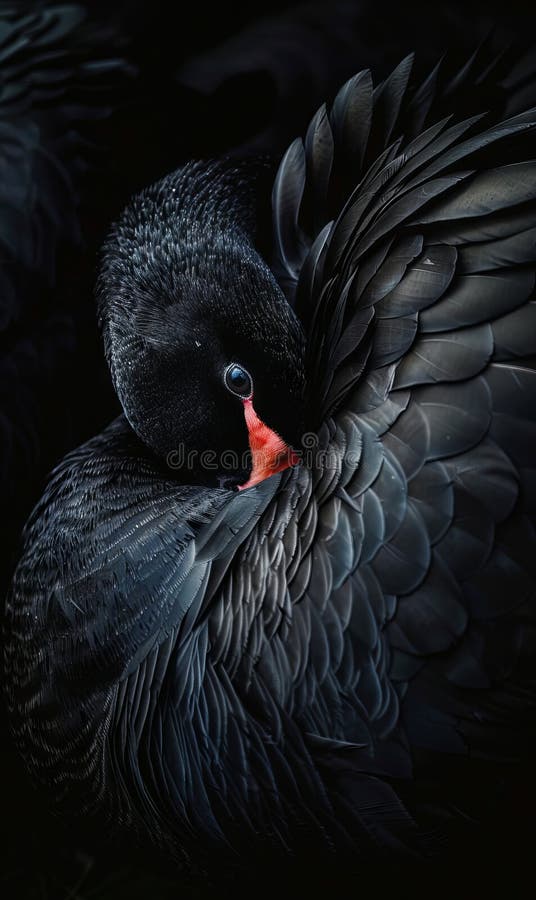 A Black Swan with Its Head Tucked Under Its Wings Stock Image - Image ...