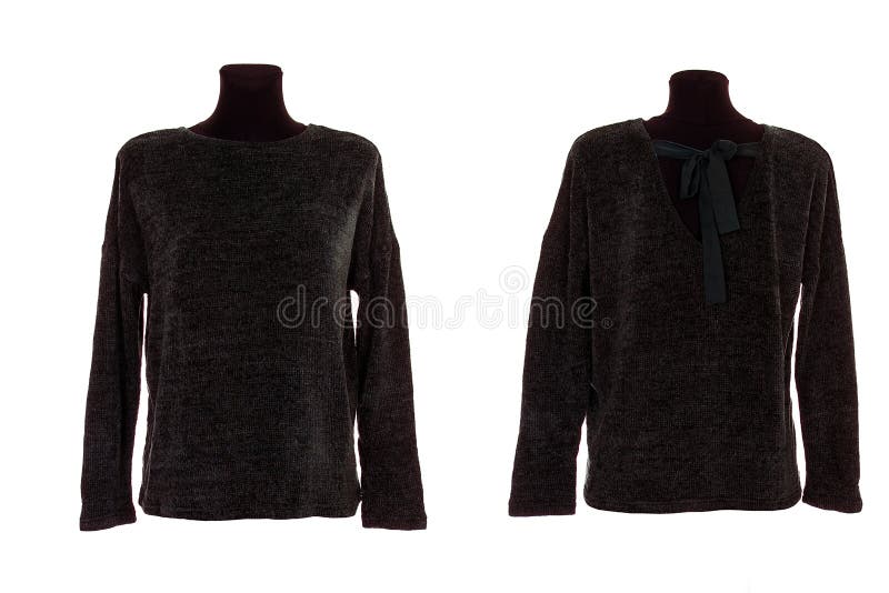 Black Sweater Isolated on White, Front and Back View Stock Photo ...