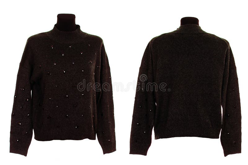 Black Sweater Isolated on White Front and Back View Stock Photo - Image ...
