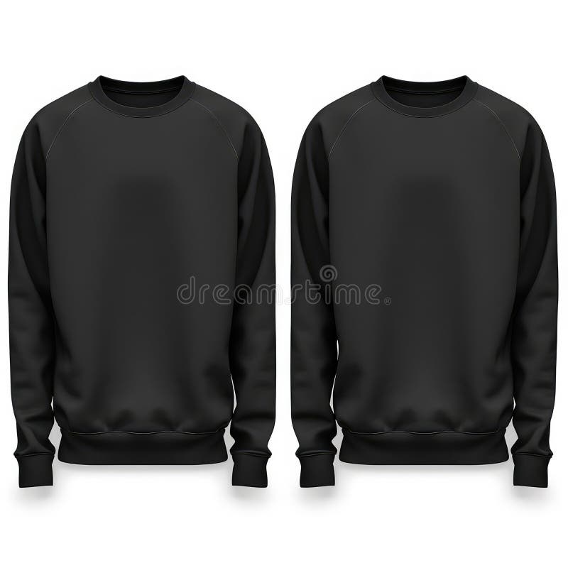 Black Sweatshirt Template, Front and Back View, Crew Neck Mock-up ...