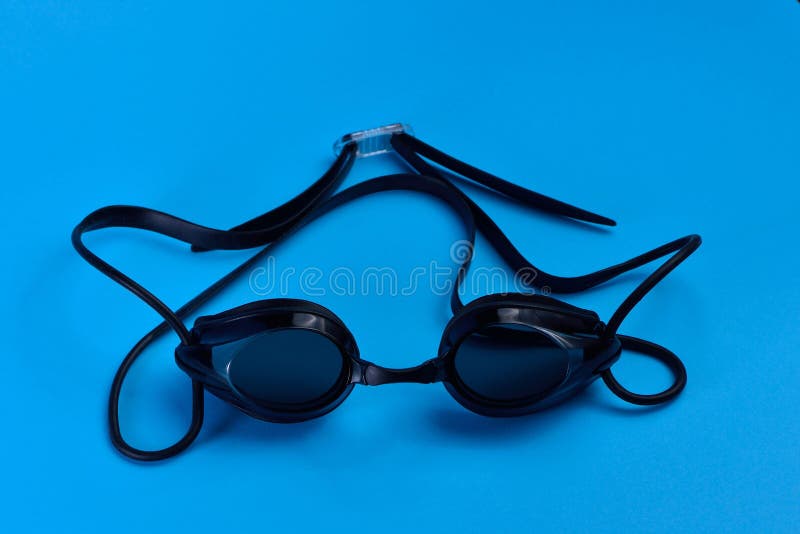 Black Swimming Goggles on Blue Stock Image - Image of pool, record ...