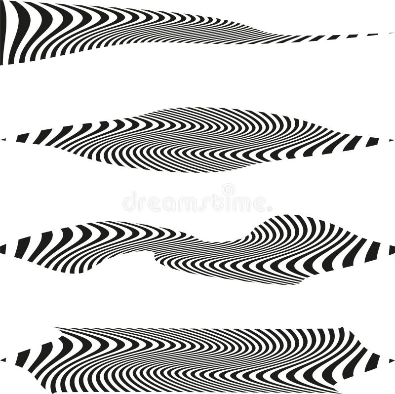 Black Swirl Pattern. White Wave Illusion. Dynamic Stripe Form. Vector ...