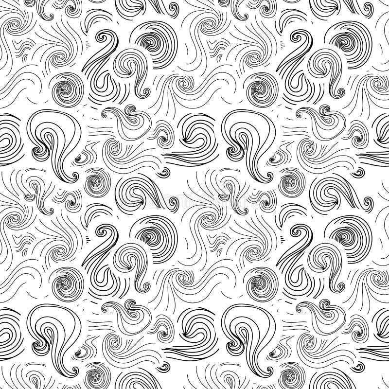 Black Swirls on White Background, Abstract Seamless Pattern Stock ...
