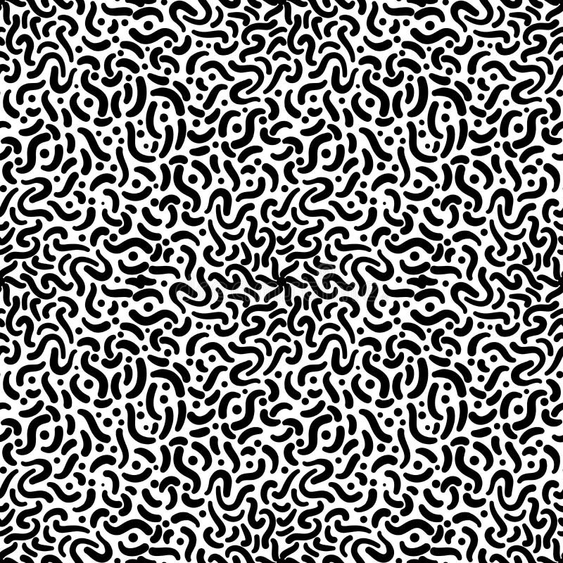 Black Swirls on White, Seamless Pattern Stock Illustration ...