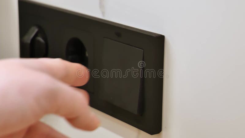 Black Switch. Hand Pressing the Switch Close-up Stock Video - Video of ...